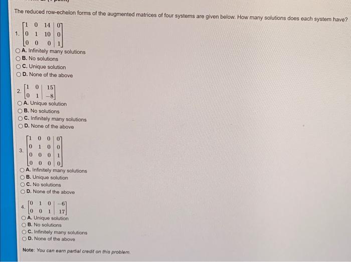 Solved For each system, determine whether it has a unique | Chegg.com