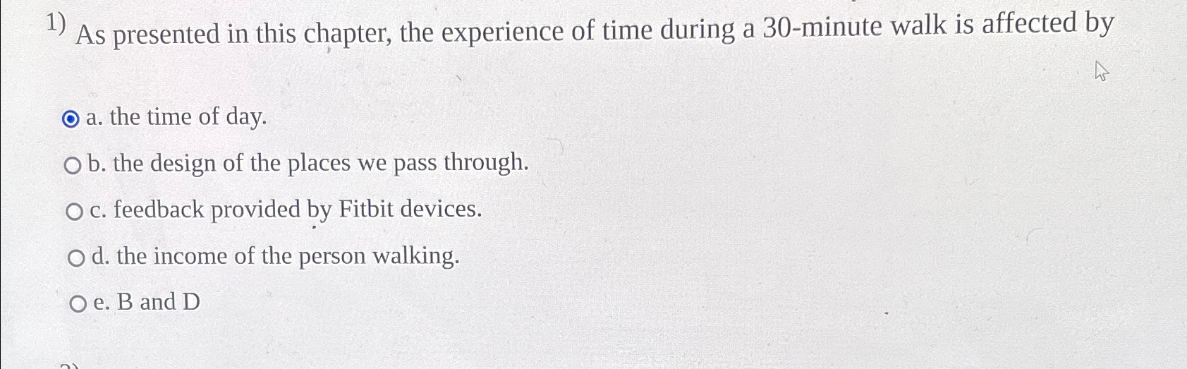 Solved As presented in this chapter, the experience of time | Chegg.com