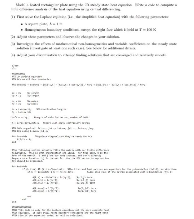 Solved Model a heated rectangular plate using the 2D steady | Chegg.com