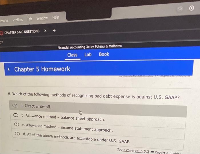 Solved 6. Which of the following methods of recognizing bad | Chegg.com