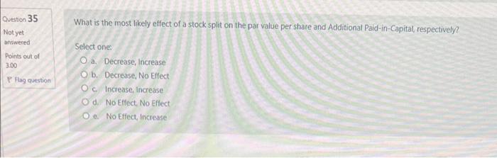 Solved Quetion 35 What is the most likely effect of a stock | Chegg.com Solved Quetion 35 What is the most likely effect of a stock | Chegg.com