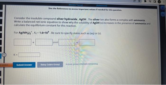 Solved Consider the insoluble compound silver hydroxide, | Chegg.com