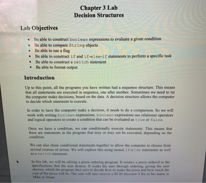 Solved Chapter 3 Lab Decision Structures Lab Objectives Be