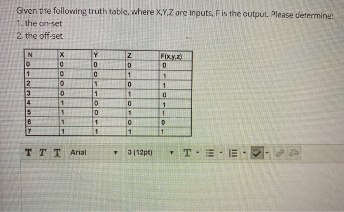 Solved Given the following truth table, where X,Y,Z are | Chegg.com