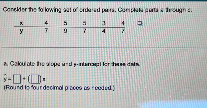 Solved Consider the following set of ordered pairs. Complete | Chegg.com