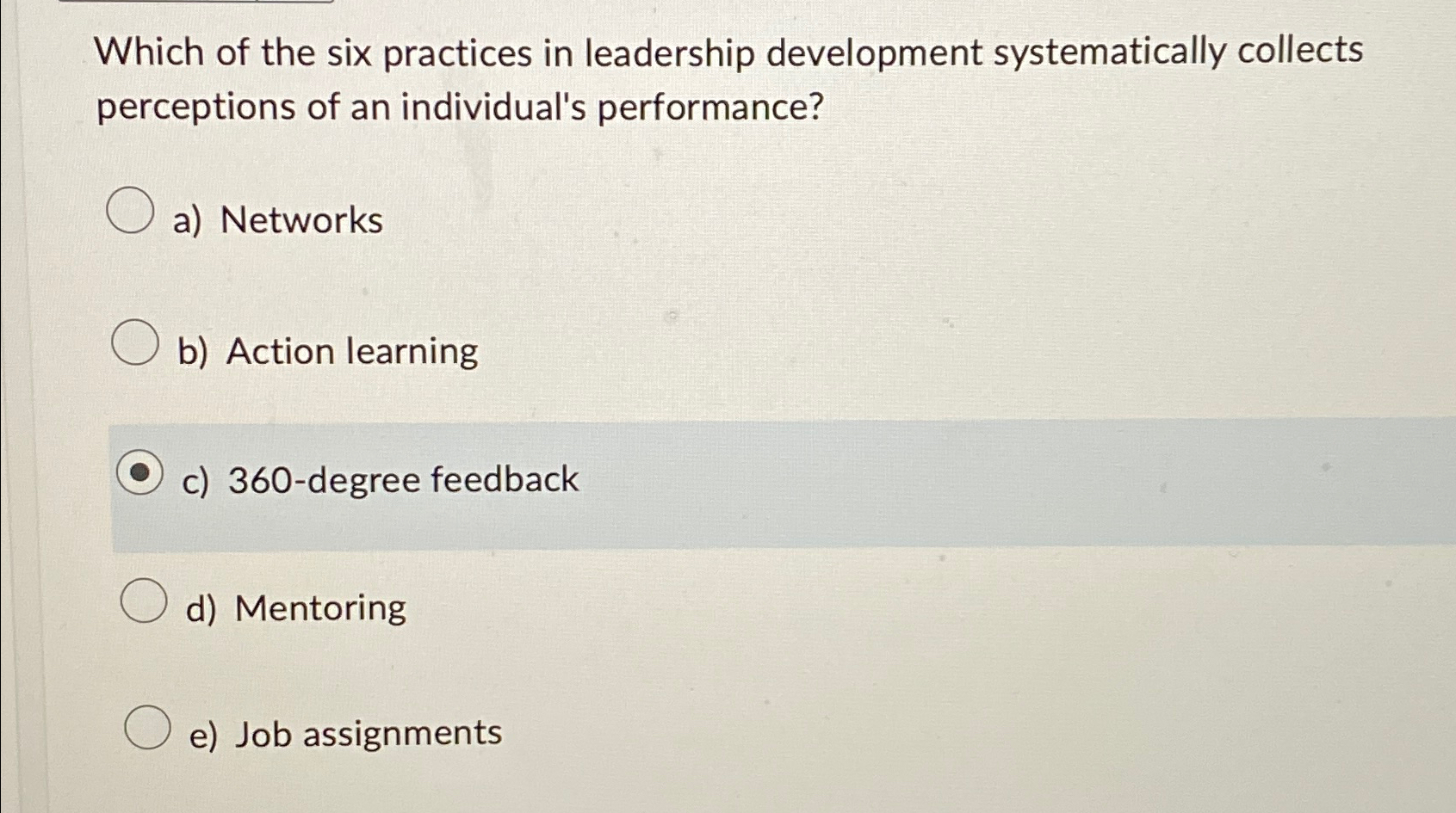 Solved Which of the six practices in leadership development | Chegg.com