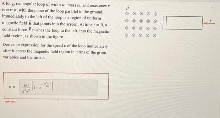 Solved A long, rectangular loop of width w, mass m, and | Chegg.com