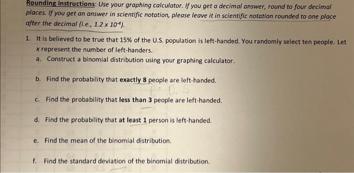 Solved Rounding instructions: Use your graphing calculator. | Chegg.com