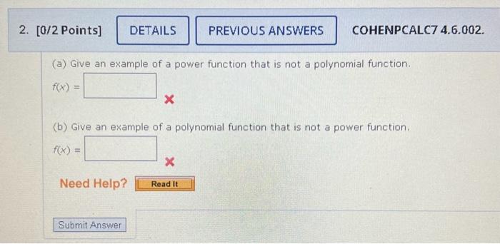 Solved (a) Give an example of a power function that is not a | Chegg.com