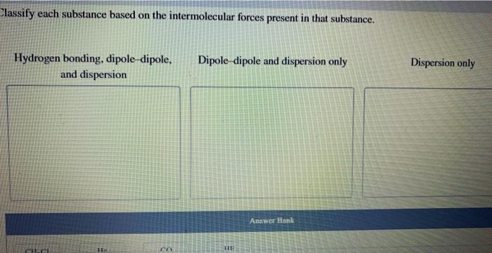 Solved Classify each substance based on the intermolecular | Chegg.com