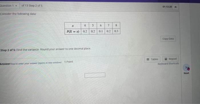 Solved Consider the following data: Step 2 of 5: Find the | Chegg.com