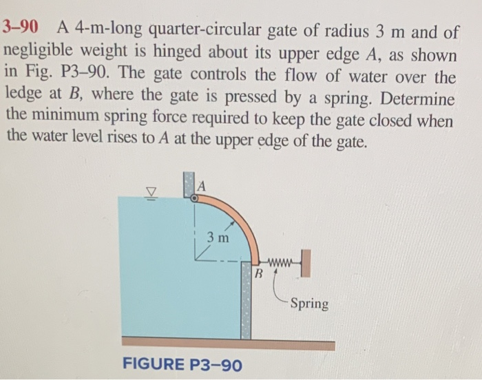 Solved 3–90 A 4-m-long quarter-circular gate of radius 3 m | Chegg.com