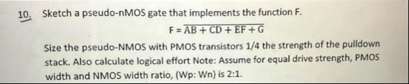 Sketch a pseudo-nMOS gate that implements the | Chegg.com