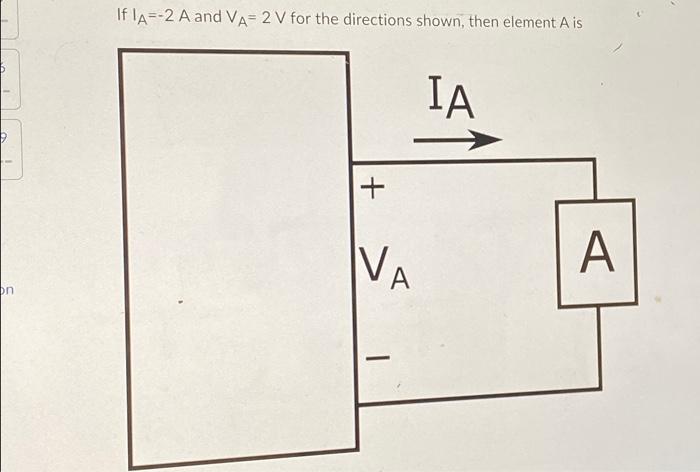 Solved on If lA=-2 A and VA= 2 V for the directions shown, | Chegg.com