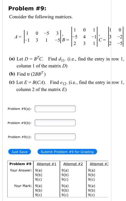 Solved Consider the following matrices. | Chegg.com
