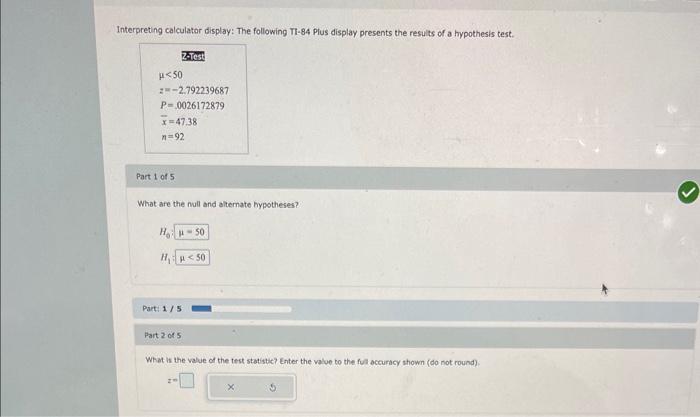 Solved Interpreting calculator display: The following Th-84 | Chegg.com