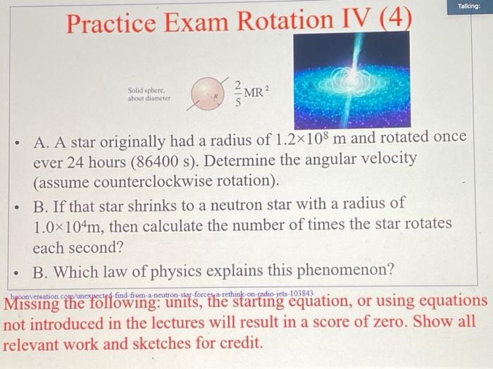 Solved Talking Practice Exam Rotation IV (4) Solid sphere | Chegg.com