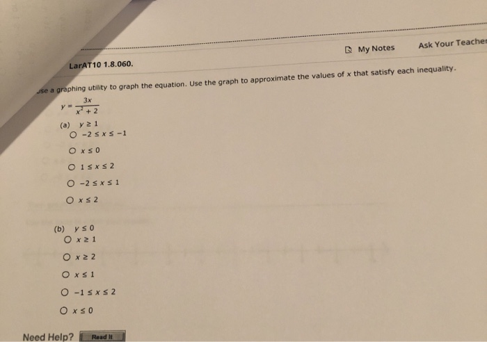 Solved LarAT10 1.8.060. My Notes Ask Your Teach use a | Chegg.com