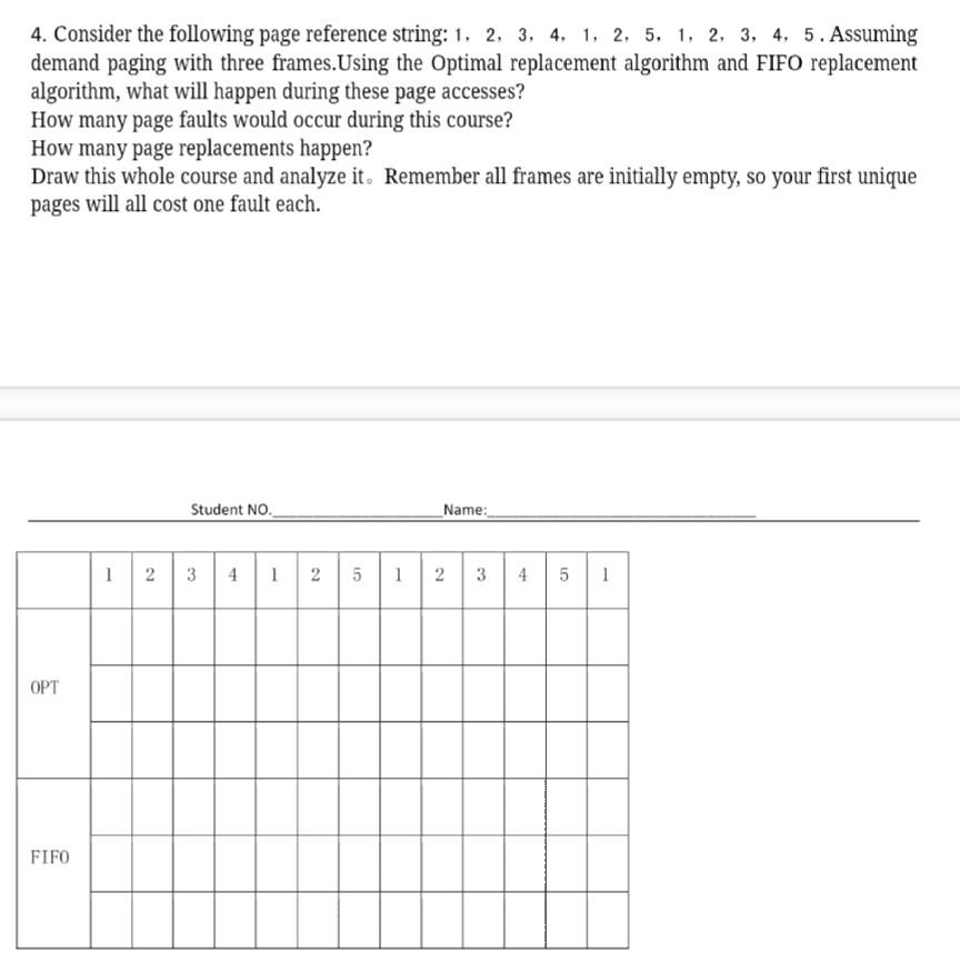 Solved 4. Consider the following page reference string: | Chegg.com