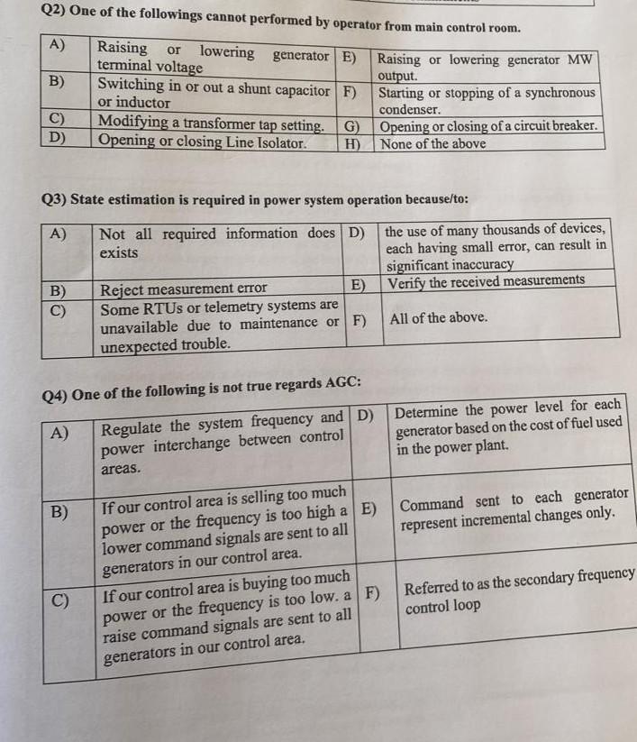 Solved Q2) One of the followings cannot performed by | Chegg.com