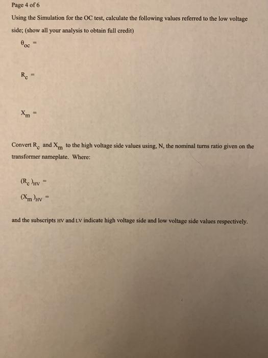 Solved SIMULATION PROJECT: TRANSFORMER EQUIVALENT CIRCUIT 1. | Chegg.com