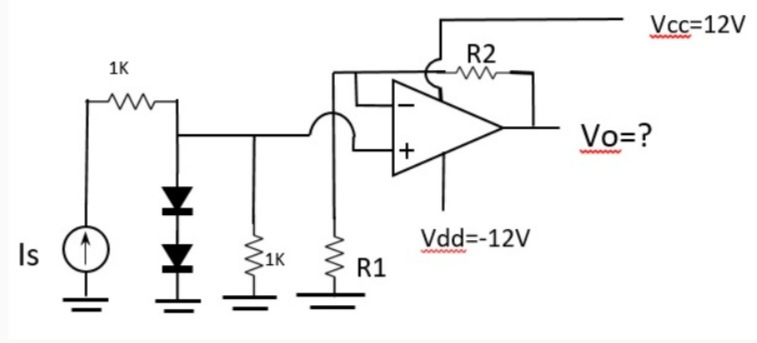 Solved Find the output Voltage Vo if diodes are silicon, Is, | Chegg.com
