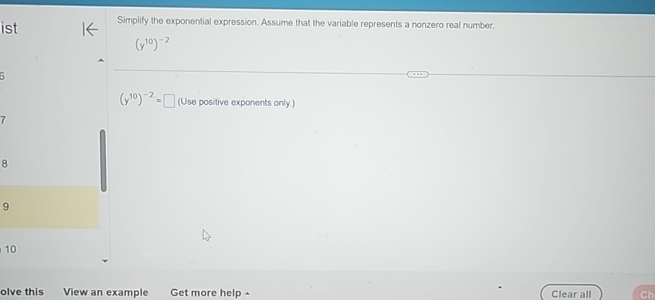 Solved ist ,K ﻿Simplify the exponential expression. Assume | Chegg.com