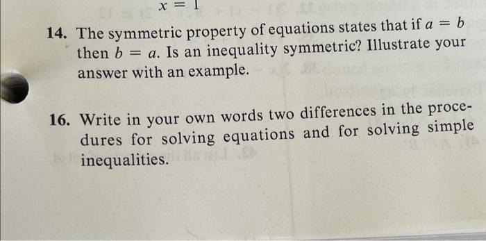 Solved 14. The symmetric property of equations states that | Chegg.com