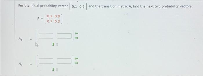 Solved For the initial probability vector 0.1 0.9) and the | Chegg.com