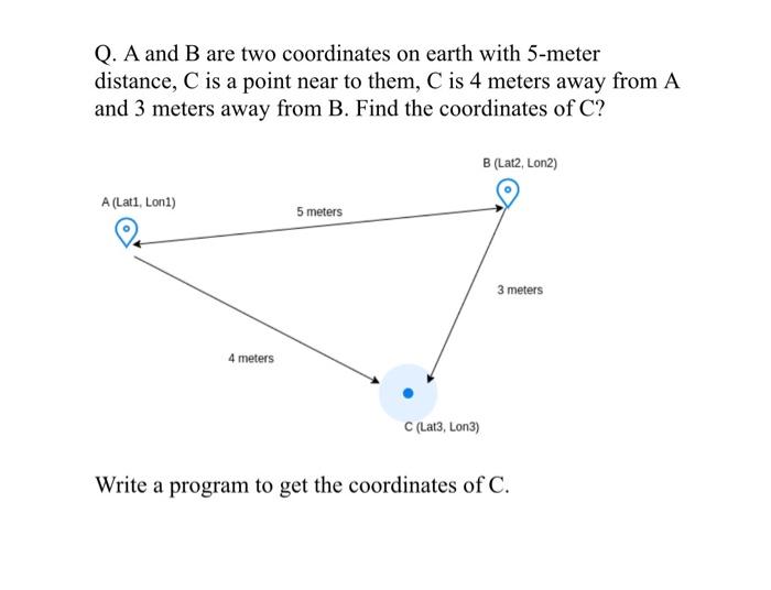 Solved Q. A and B are two coordinates on earth with 5-meter | Chegg.com