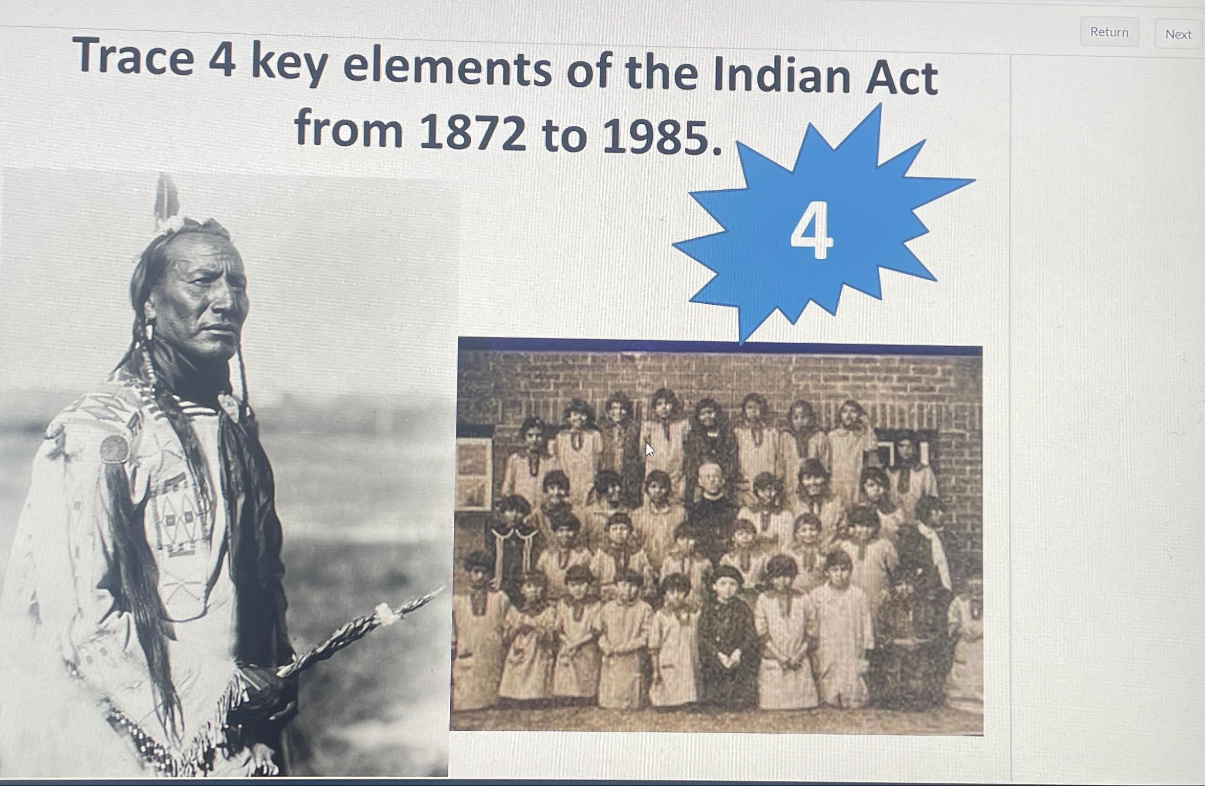 Solved Trace 4 ﻿key elements of the Indian Act from 1872 ﻿to | Chegg.com