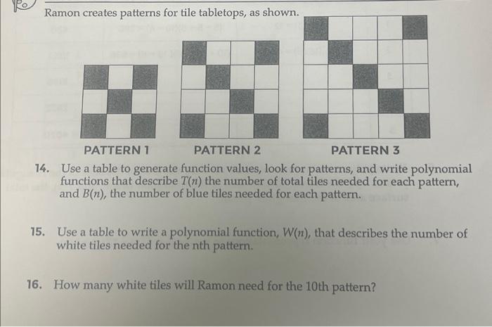 Solved Ramon Creates Patterns For Tile Tabletops As Shown