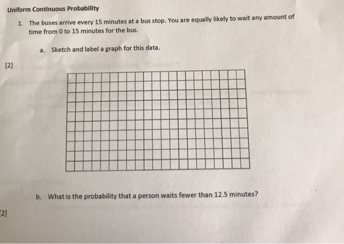Solved Uniform Continuous Probability 1. The buses arrive | Chegg.com