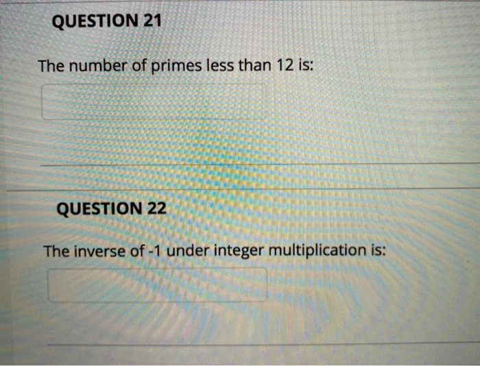 Solved QUESTION 21 The number of primes less than 12 is: | Chegg.com