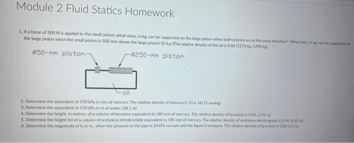 Solved Module 2 Fluid Statics Homework 2. Determine the | Chegg.com