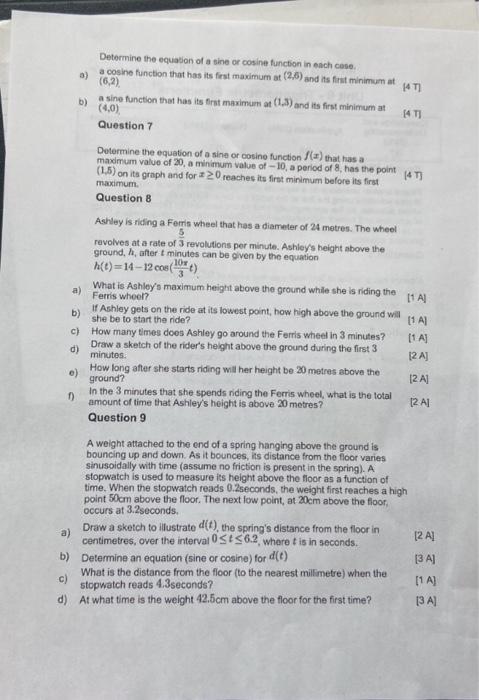 Solved MHF4U - Advanced Functions Unit 6 - Trigonometric | Chegg.com