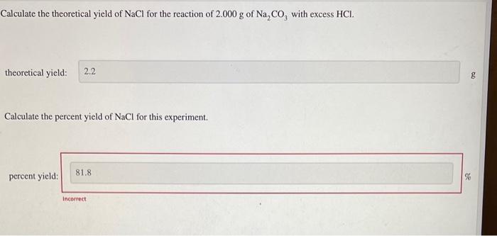 Calculate the theoretical yield of NaCl for the | Chegg.com