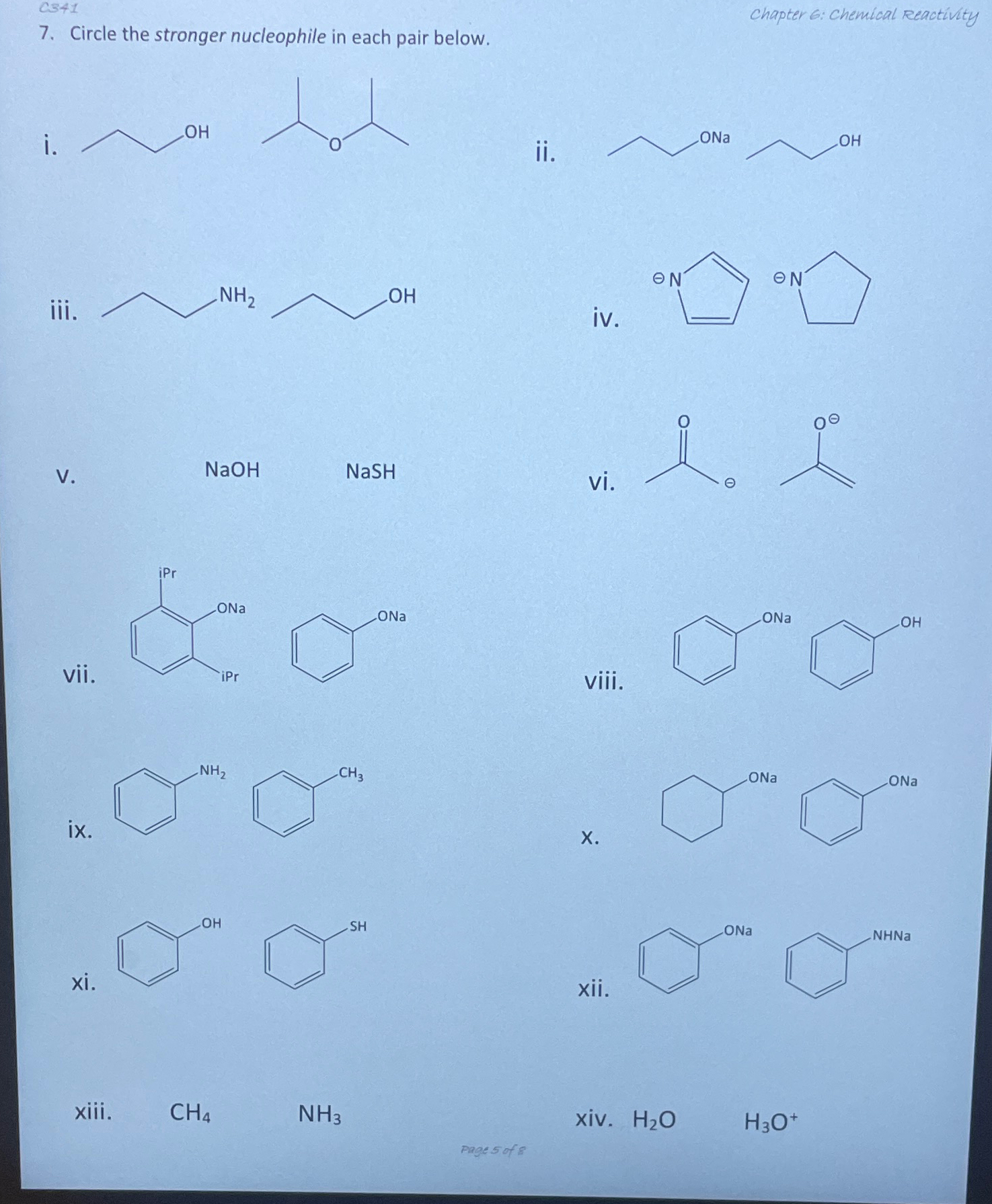 Solved c3417. ﻿Circle the stronger nucleophile in each pair | Chegg.com