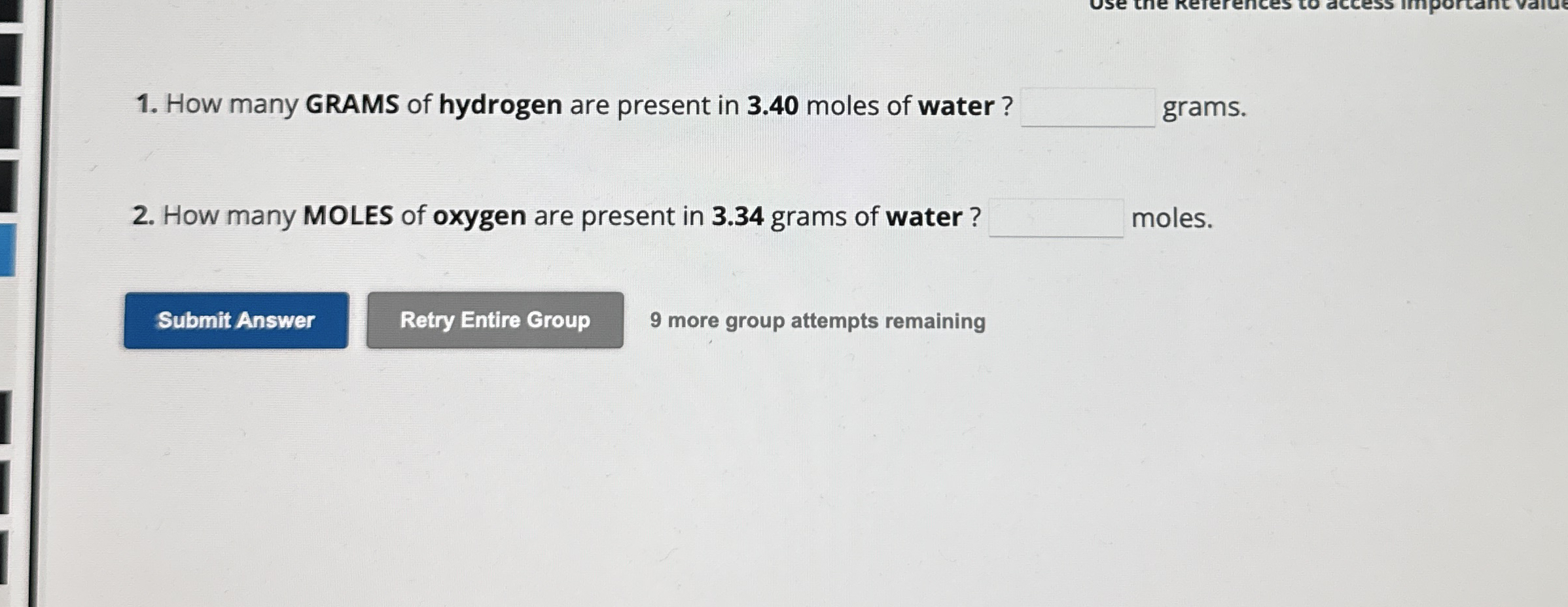 Solved How many GRAMS of hydrogen are present in 3.40 ﻿moles | Chegg.com