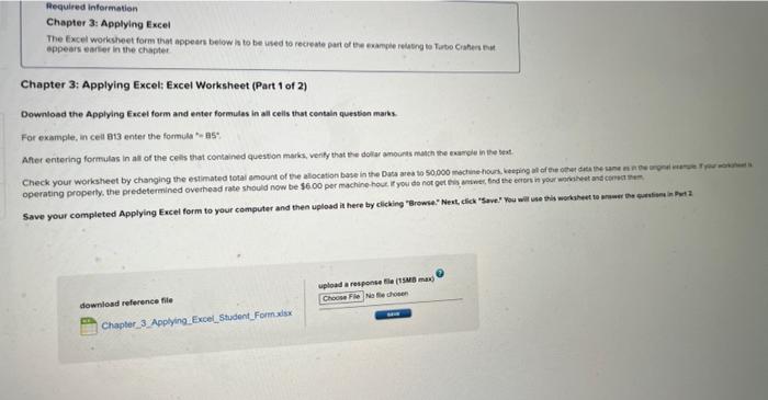 Solved Hequired information Chapter 3: Applying Excel The | Chegg.com
