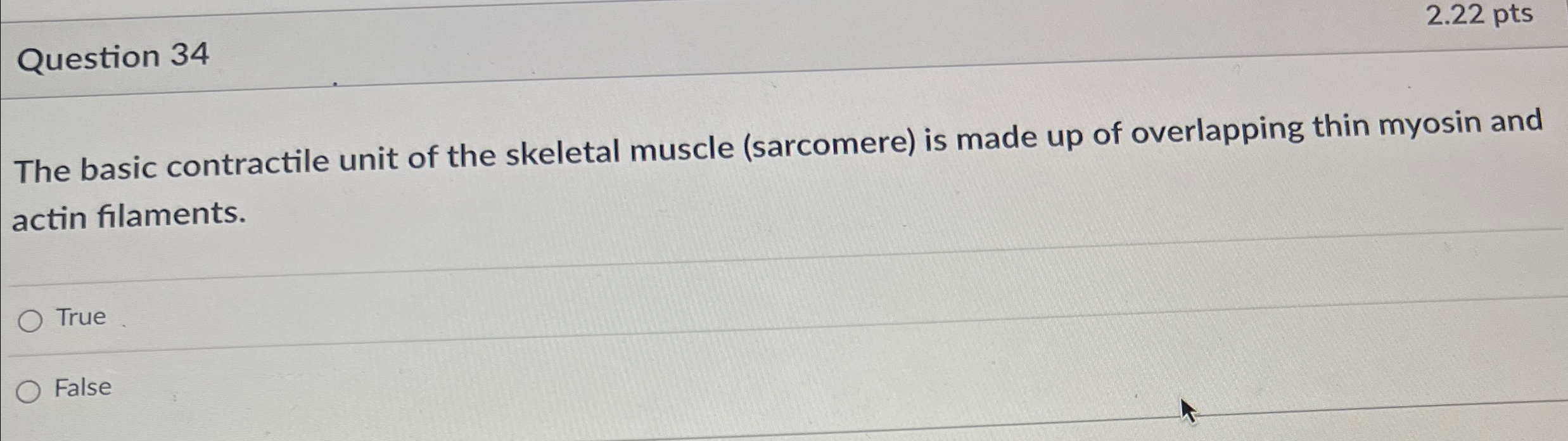 Solved Question 342.22ptsThe basic contractile unit of the | Chegg.com