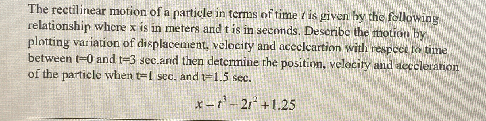 Solved The rectilinear motion of a particle in terms of time | Chegg.com