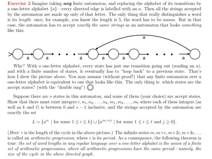 Exercise 2 Imagine taking any finite automaton, and | Chegg.com