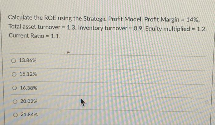 Solved Calculate the ROE using the Strategic Profit Model. | Chegg.com