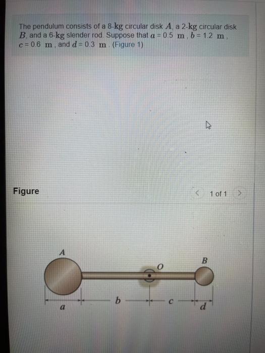 Solved The pendulum consists of a 8-kg circular disk A a | Chegg.com