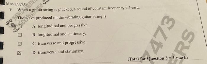 Solved 9 When a guitar string is plucked, a sound of | Chegg.com