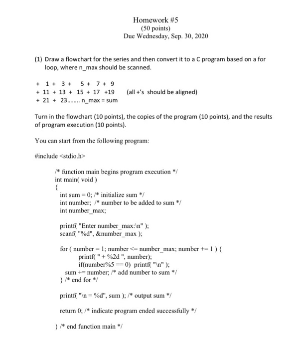 Solved Homework 5 50 Points Due Wednesday Sep 30 2020
