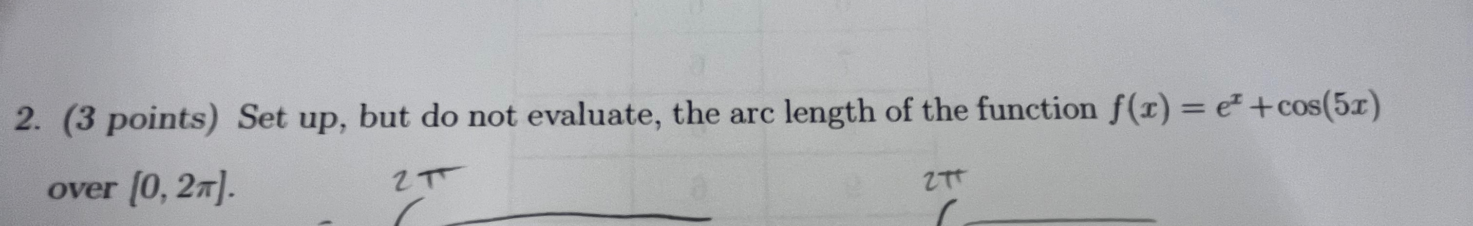Solved (3 ﻿points) ﻿Set up, ﻿but do not evaluate, the arc | Chegg.com