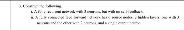 Solved 3. Construct the following. i. A fully recurrent | Chegg.com