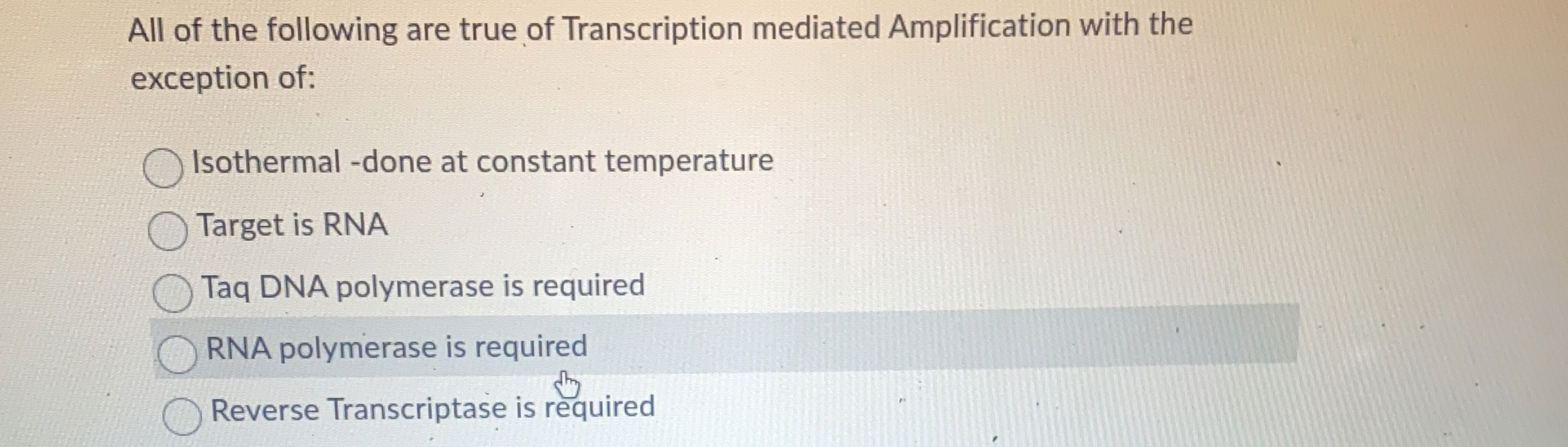 Solved All of the following are true of Transcription | Chegg.com